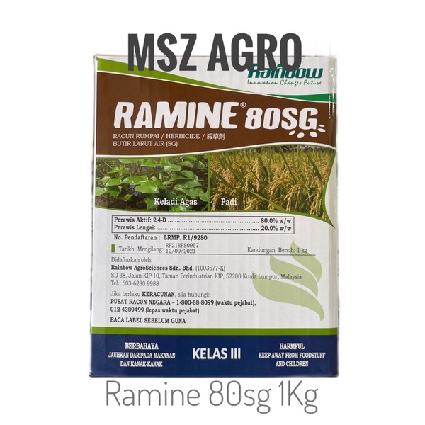 RAMINE 80SG 1Kg/Racun rumput air menerong/keladi agas/kemelin/paku ...