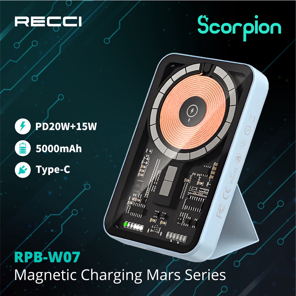 Recci RPB-W07 Mars Series Magnetic Charging Power Bank | Shopee Malaysia