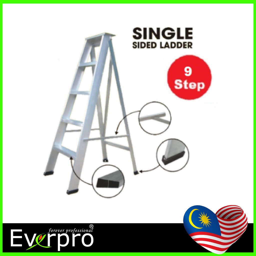 9 Steps Heavy Duty Aluminium Single Sided Ladder Tangga 楼梯 Step Ladder ...