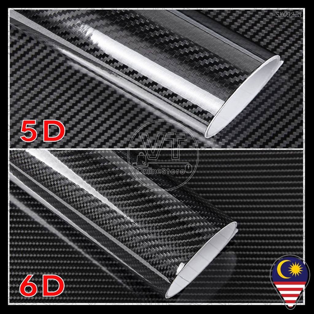 Sticker Carbon Fiber 5D 6D (5x5 Feet) High Glossy Shiny Wrap Film for ...