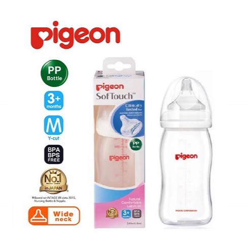 Pigeon: Wide-Neck PP Peristaltic Plus Nursing Feeding Bottle 240ml/8oz - 1pc | Botol Susu Baby ...