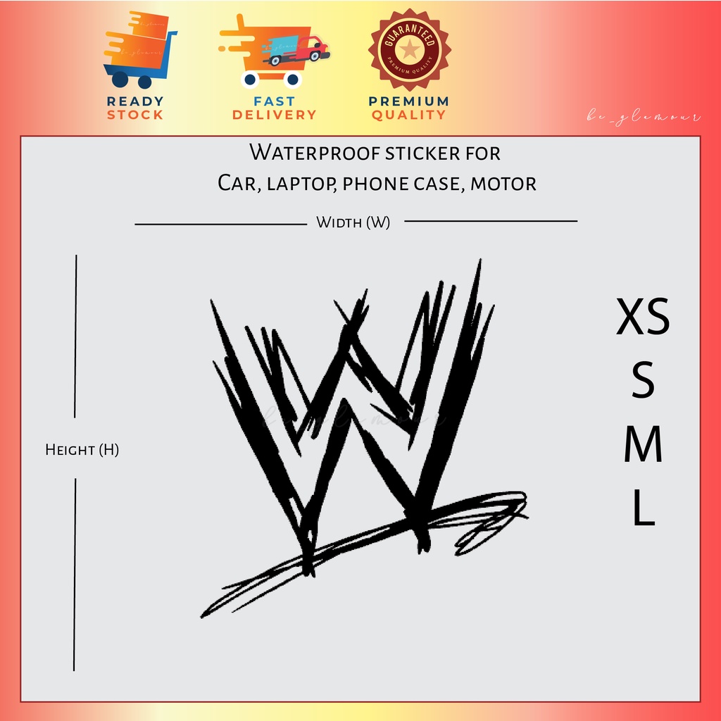 WWE Logo Reflective Stickers world wrestling federation kereta ...