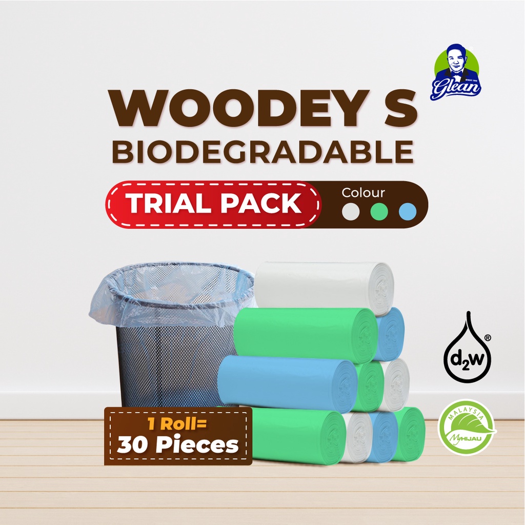 GLEAN Woodey S Biodegradable Garbage Bag Eco Friendly Rubbish Plastic ...