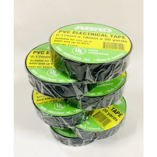ABRO UL Approved PVC Electrical Tape (7 mil x 3/4” x 20 yard) | Shopee ...