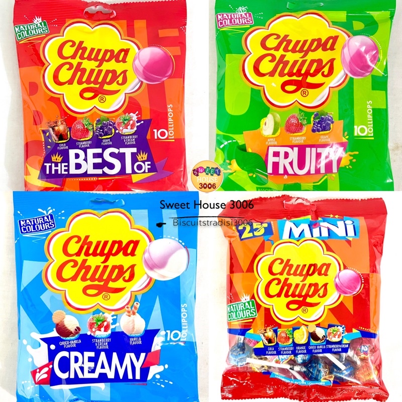 Chupa Chups Lollipop 11g x 10pcs Classic Fruit Creamy Candy Childhood ...