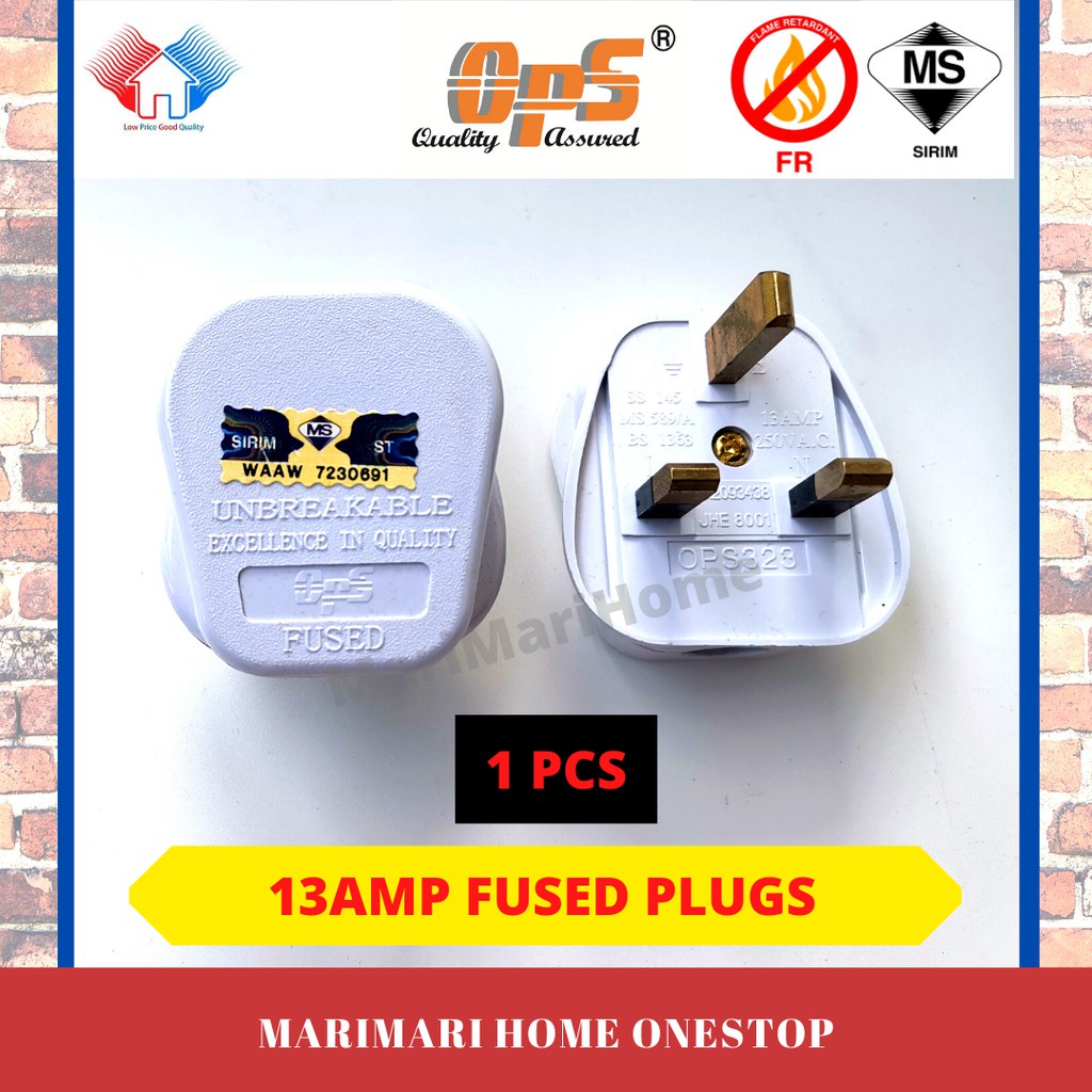 1PCS [OPS] 13AMP White Plug Top 3 Pin Style / Unbreakable Fused Plugs ...