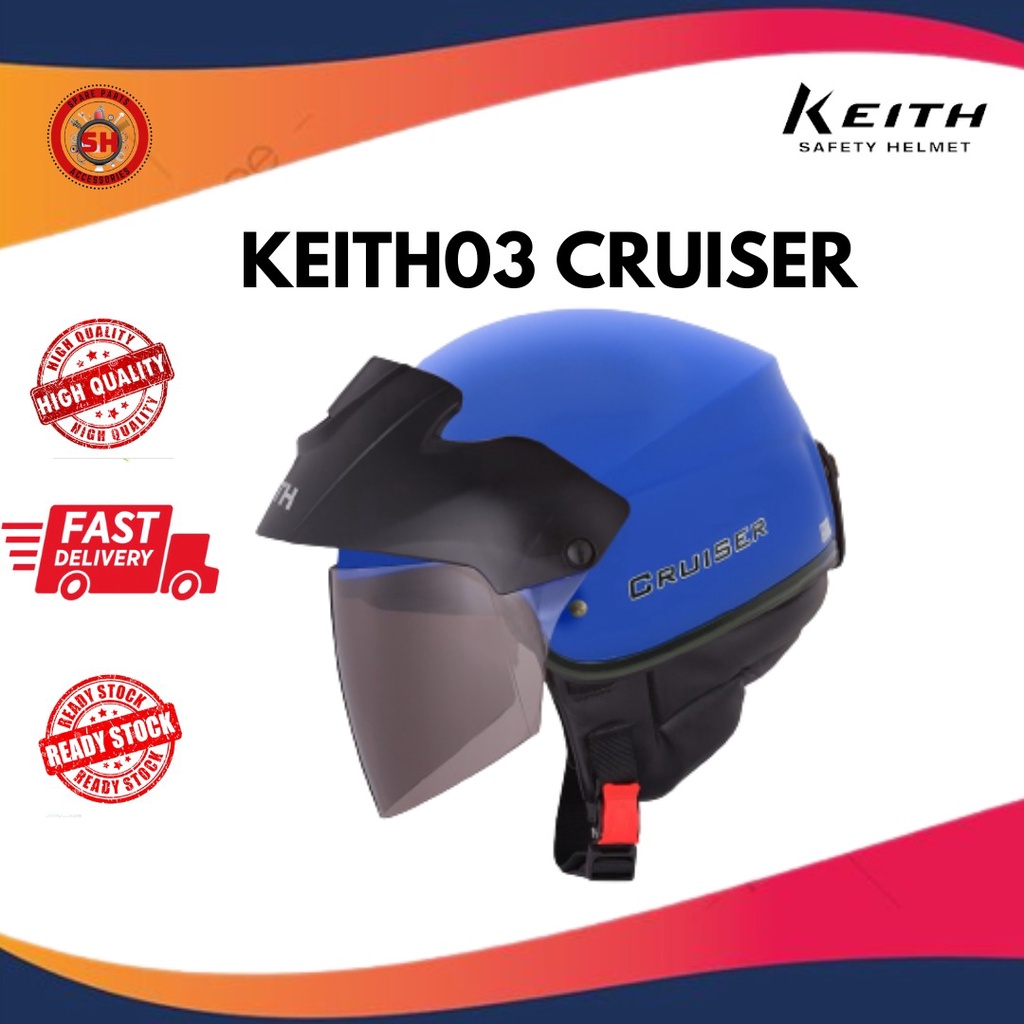 Helmet Keith Cruiser Helmet Blue Half Face (READY STOCK) Helmet Half Face Keith | Shopee Malaysia