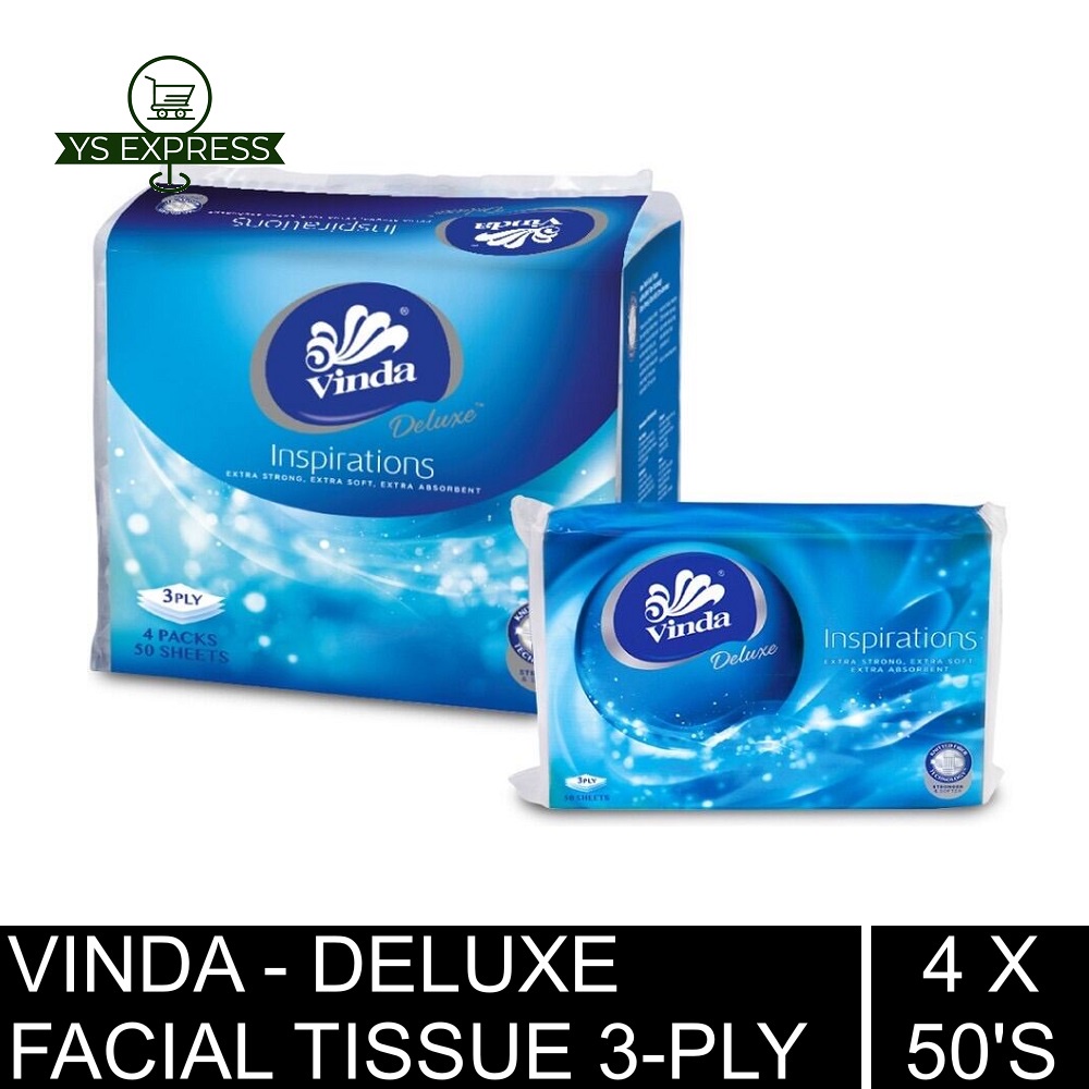 VINDA Deluxe Facial Tissue 3ply 4 X 50's - Soft Pack | Shopee Malaysia