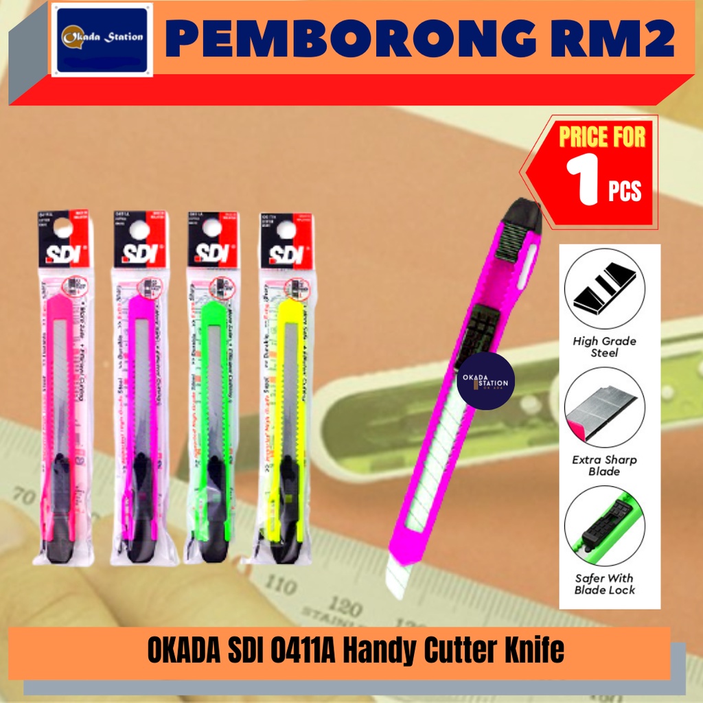 (RM2.20) OKADA SDI 0411A Cutter Knife / Pisau Pemotong / Heavy Duty ...