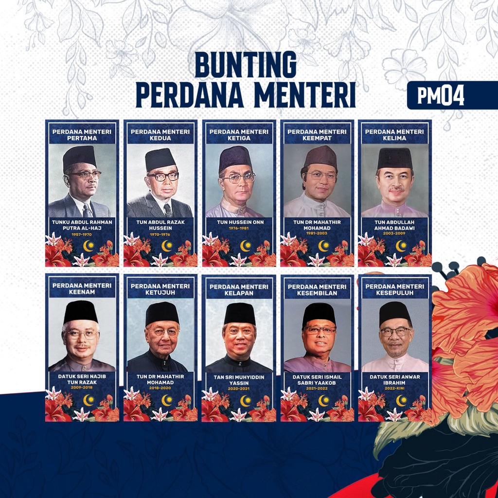 Set Poster Perdana Menteri Malaysia (10 item) Kualiti Premium! | Shopee ...