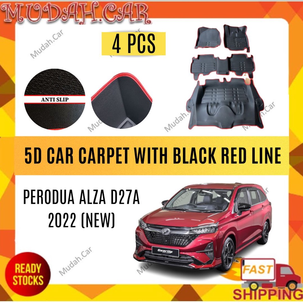 Perodua Alza New 2022 D27A 7 Seater (2022) 5D Car Carpet OEM with black ...