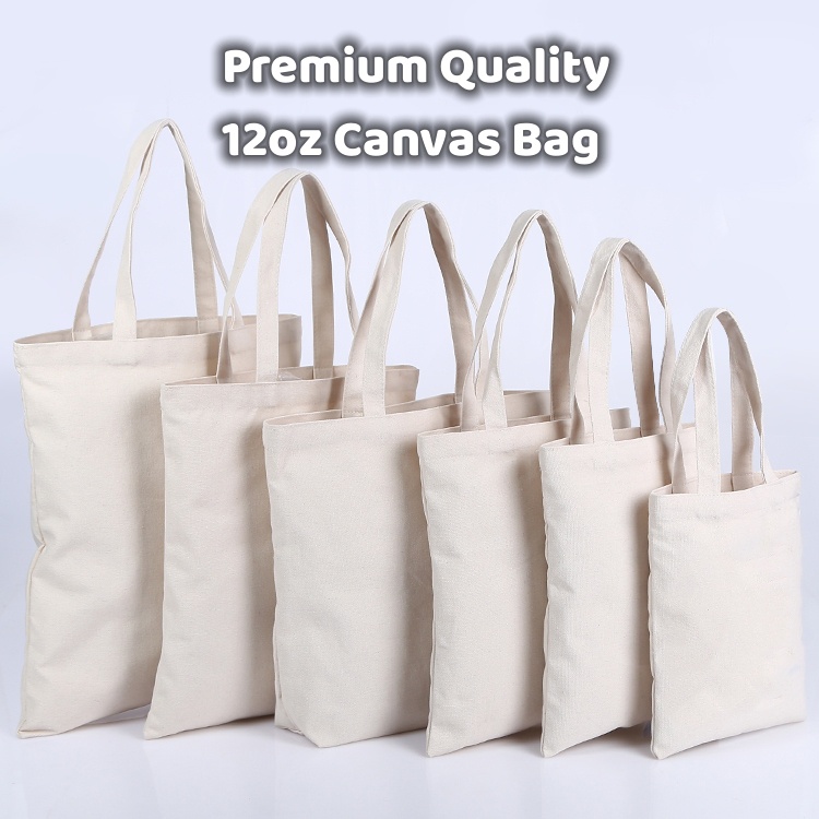 Beg Kanvas 12oz Plain Canvas Bag Plain Tote Bags Cotton Student Beg ...