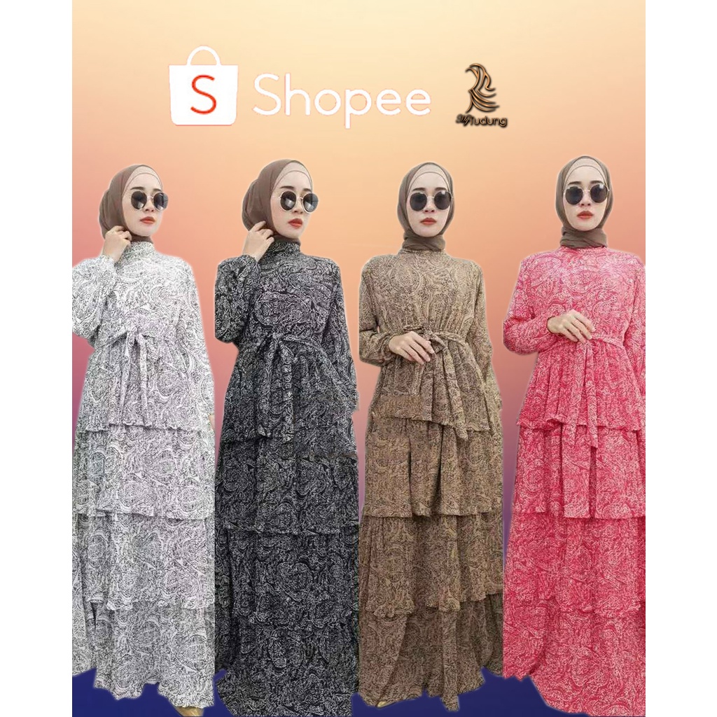 Dress Bertingkat Pleated muslimah | Dress Labuh | Free Size | Dress ...