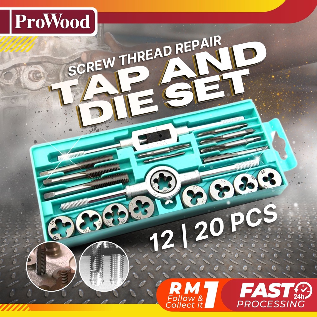 PROWOOD 20pcs Tap And Die Set Thread Repair Kit Screw Thread Repair ...