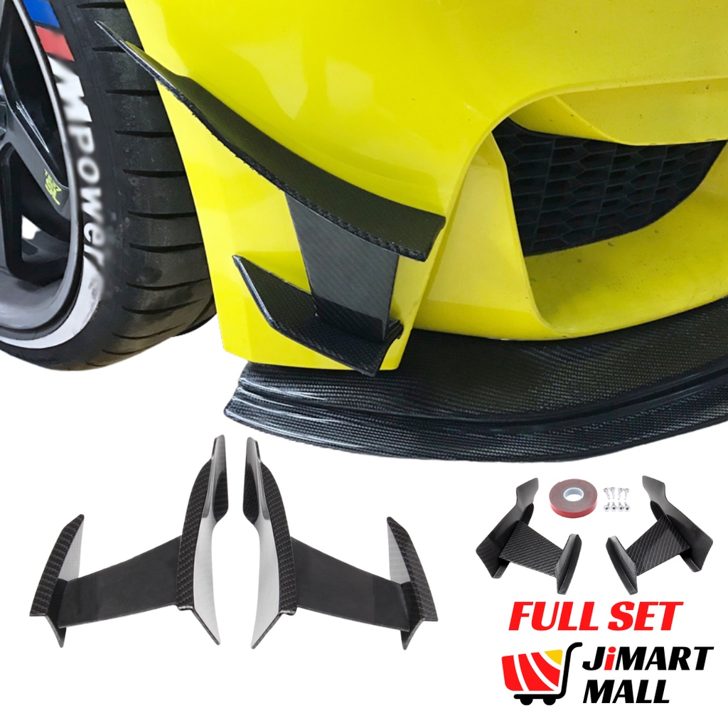 CARBON FIBER WIND BLADE BMW Car Front Bumper Skirt DIY Splitter Shark ...