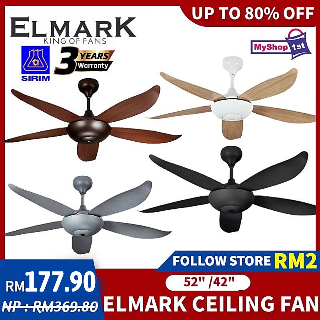 Elmark 52" / 42" Kipas Siling ABS Blade Ceiling Fan Ceiling Fan with ...