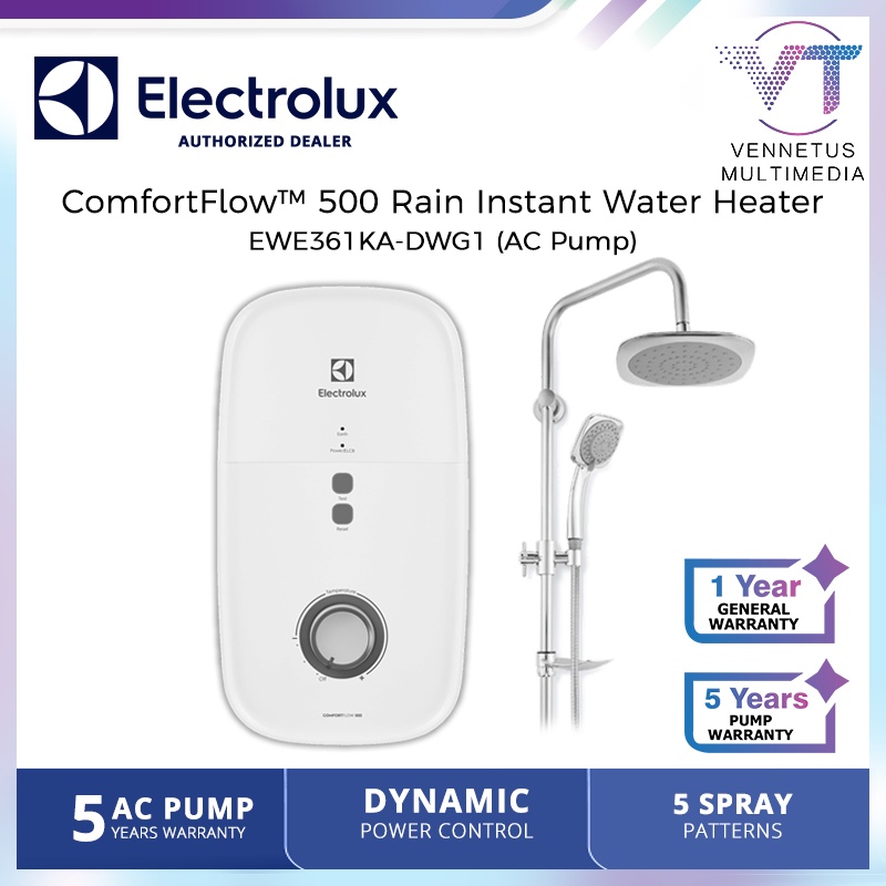 Electrolux 3.6kW ComfortFlow™ 500 electric instant water heater with 2 ...