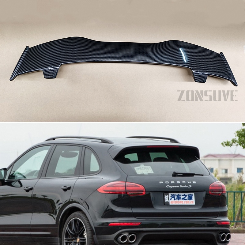 Use For Porsche Cayenne 2015-2020 Spoiler ABS Plastic Carbon Fiber Look ...