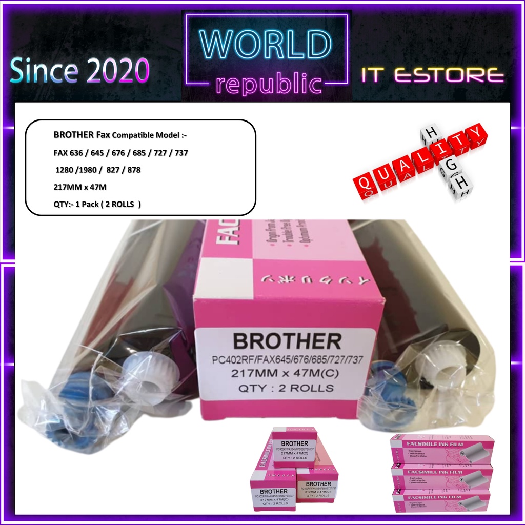 Brother PC-402RF Fax Ink Film for Brother Fax 878 - 2 Pack per box ...