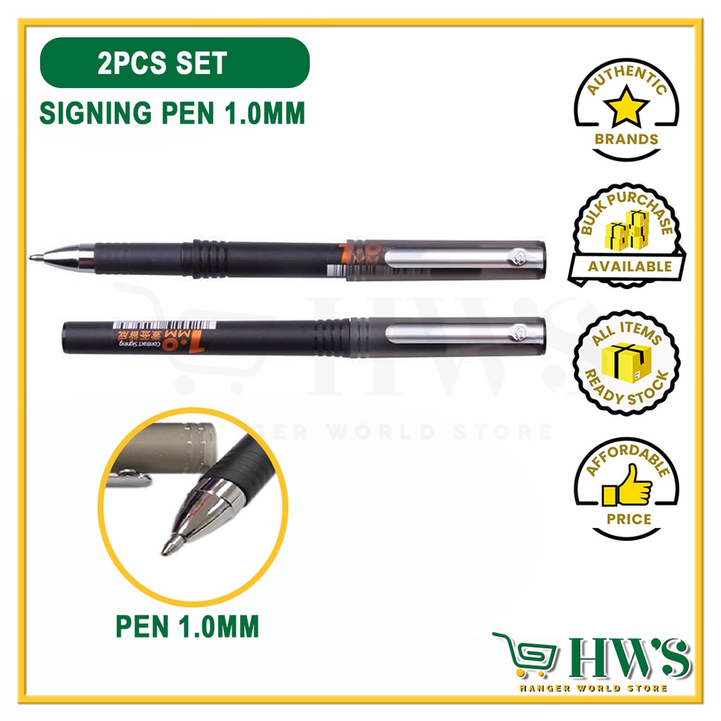 HWS SIGNING PEN 1.0MM 2PCS SET GEL PEN BLACK | Shopee Malaysia