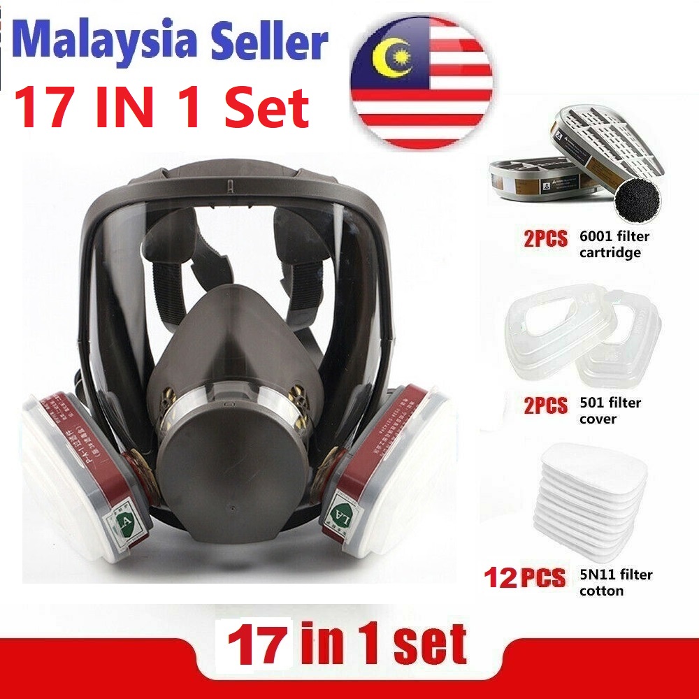 💥 17 in 1💥 Full Face Gas Mask Respirator For 3M 6800 Facepiece Painting ...