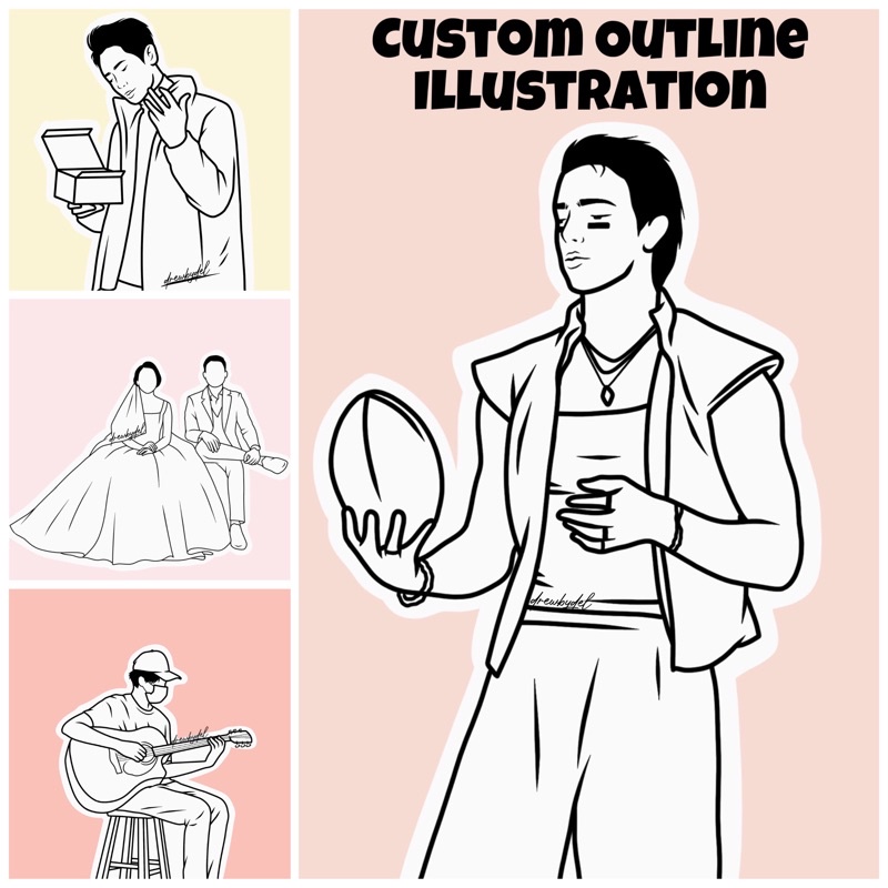 SOFTCOPY Custom outline digital illustration art portrait drawing ...