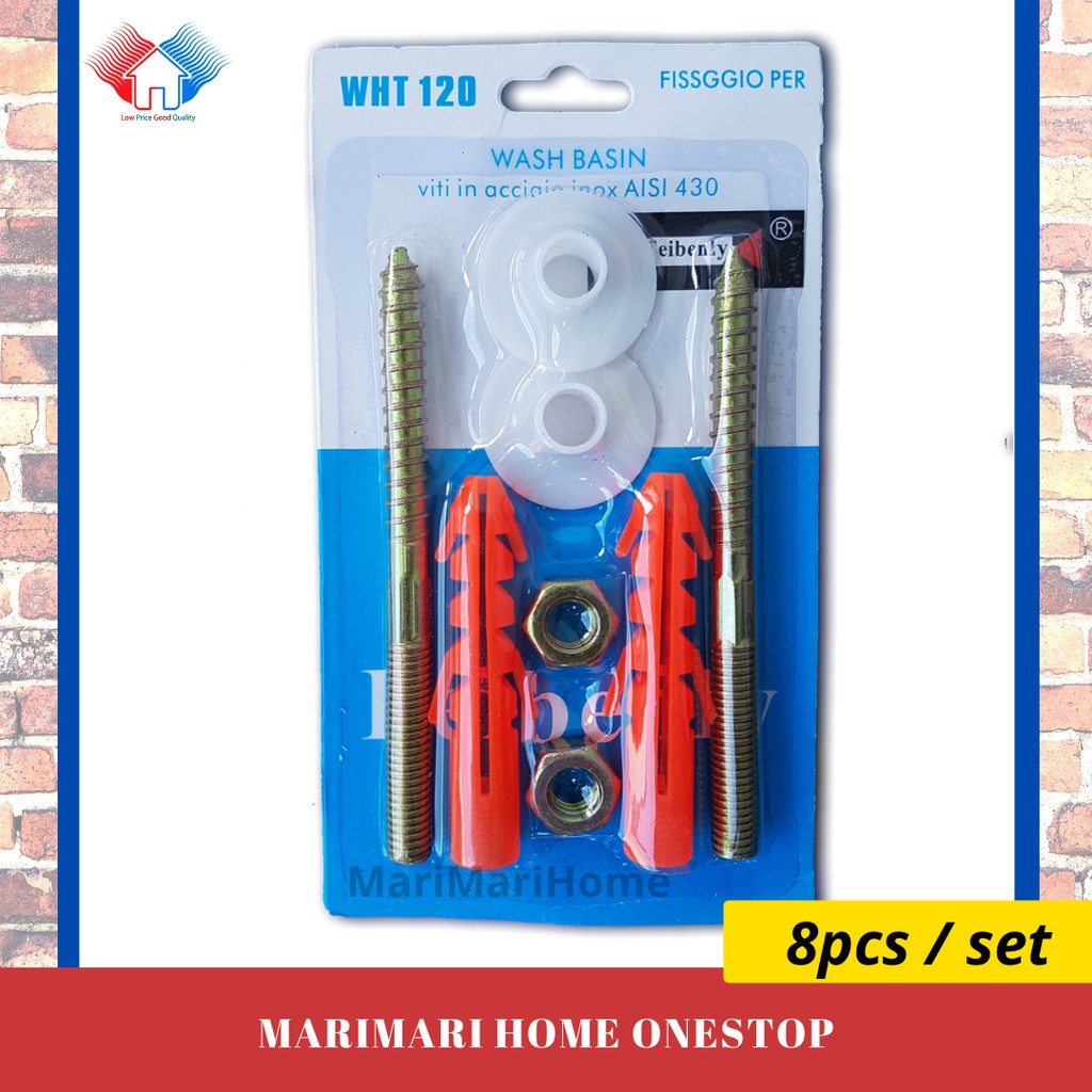 Wash Basin Screw Set with Nut and Wall Plug Bathroom Accessories Iron ...