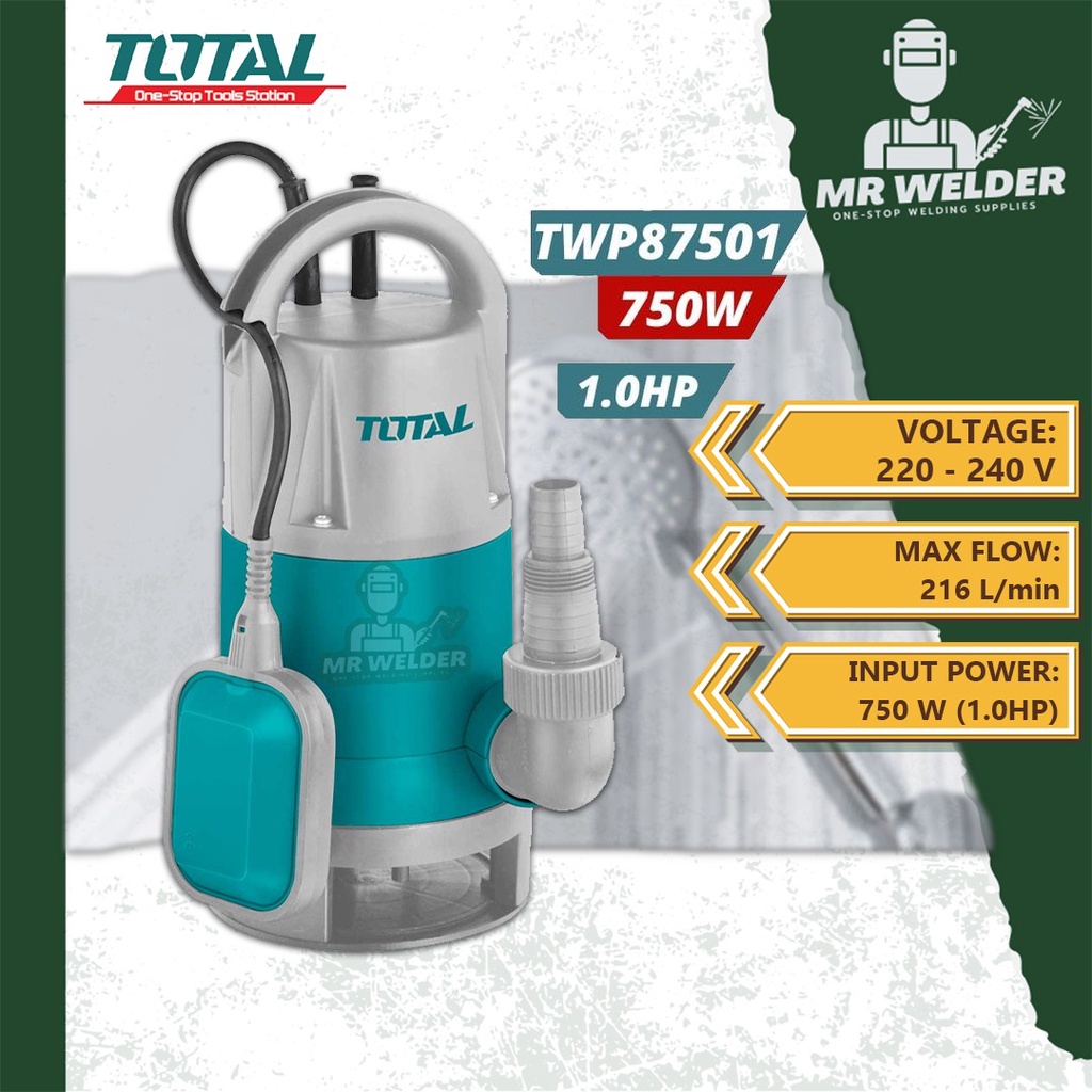 TOTAL 750W 1HP SUBMERSIBLE SEWAGE WATER PUMP (T-TWP87501) / TOTAL TWP64001 0.5HP SUBMERSIBLE ...