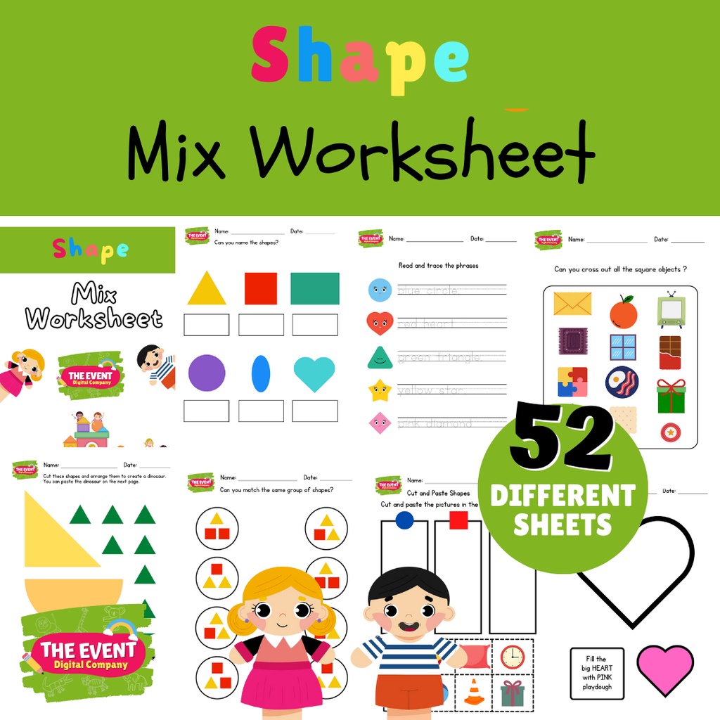 E-BUSY BOOK, ACTIVITY HANDOUT- shape mix worksheet, 2d shape, polygon ...
