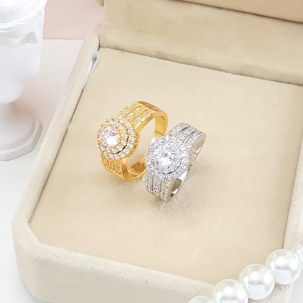 Xuping Round Ring with Full Gemstones, Trendy Imitation and Silver ...