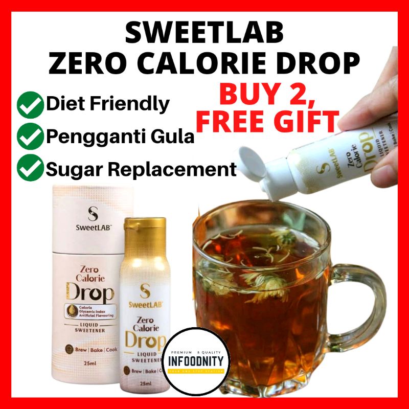 Sweetlab Zero Calorie Drop (25ml) Liquid Sweetener Pengganti Gula Cair Pemanis Keto Diet Sihat ...