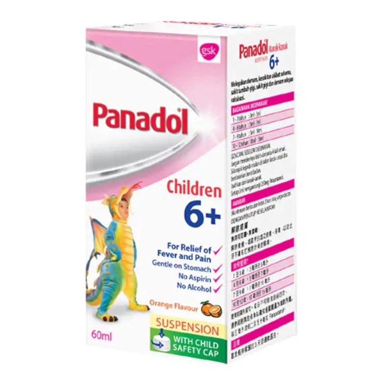 PANADOL SUSPENSION 6+ ORANGE FLAVOUR 60ML (250MG/5ML) (EXP: 04/2025 ...