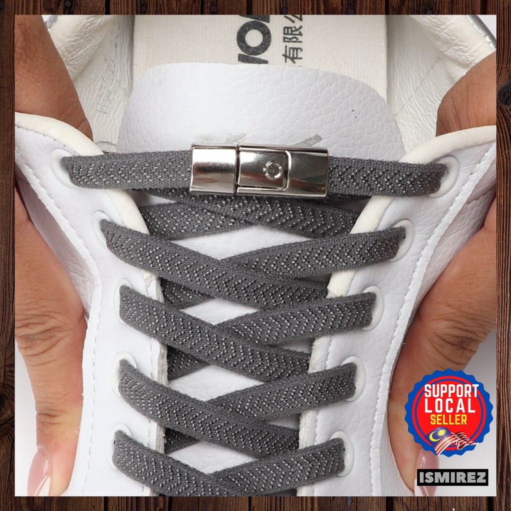 Ismirez 1pair Press Lock Shoelaces No Tie Elastic Shoe Laces Sneaker ...