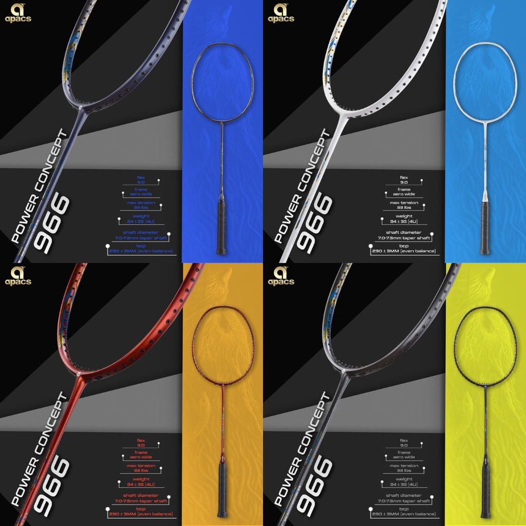 Apacs Power Concept 966 Badminton Racket [Free String + Grip] Siap Ikat ...