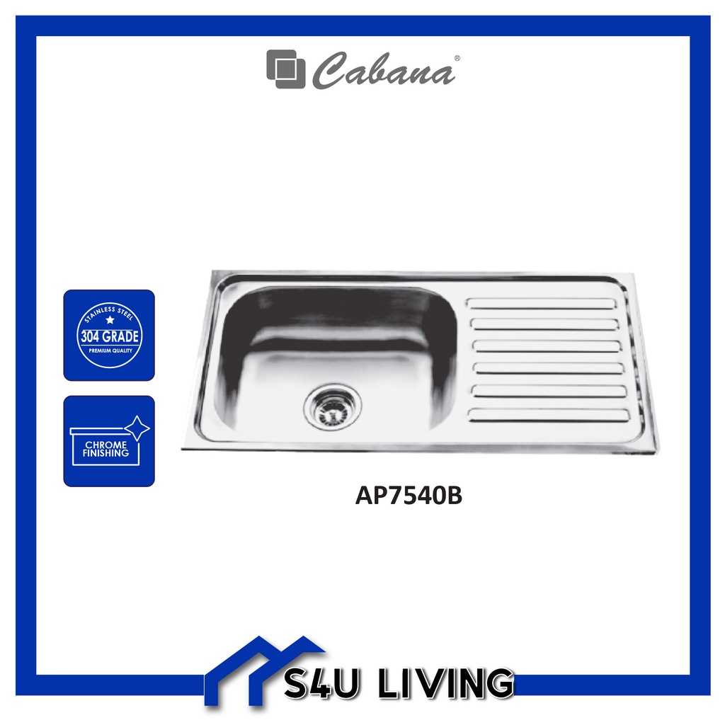 CABANA AP7540B Topmount Single Bowl Nano Technology Handmade Kitchen ...