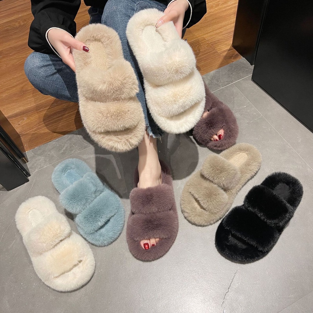 Korean WOMEN'S SOFT FUR HOUSE SANDALS | Imported PREMIUM CUTE HOUSE ...