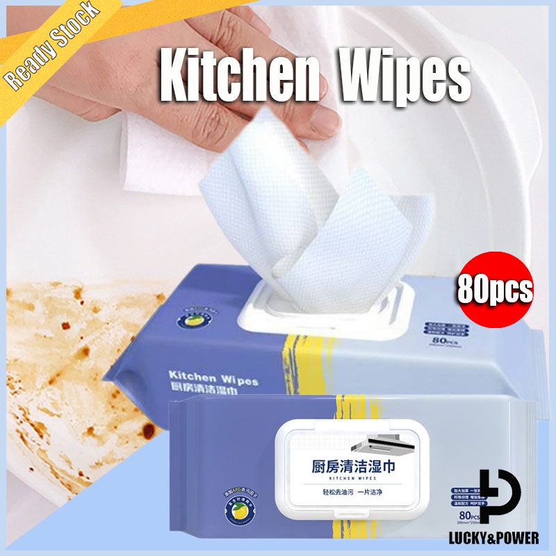 80PCS Kitchen Cleaning Wipes Disposable Kitchen Wet Tissue Cleaning ...