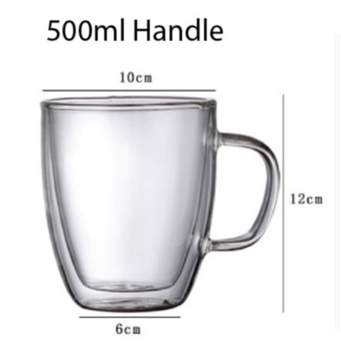 (Ready Stock)Coffee Espresso Tea Double Wall Borosilicate Glass Cup Mug Handle 80ml 150ml 250ml ...