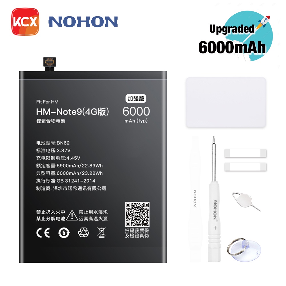 New! Nohon Redmi Note 9 4G / Redmi 9T / POCO M3 BN62 (6000mAh) / Redmi ...
