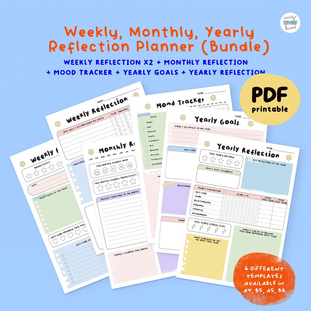 (Series B) Colored/Colorless Daily/Weekly/Monthly - Reflection Planner ...
