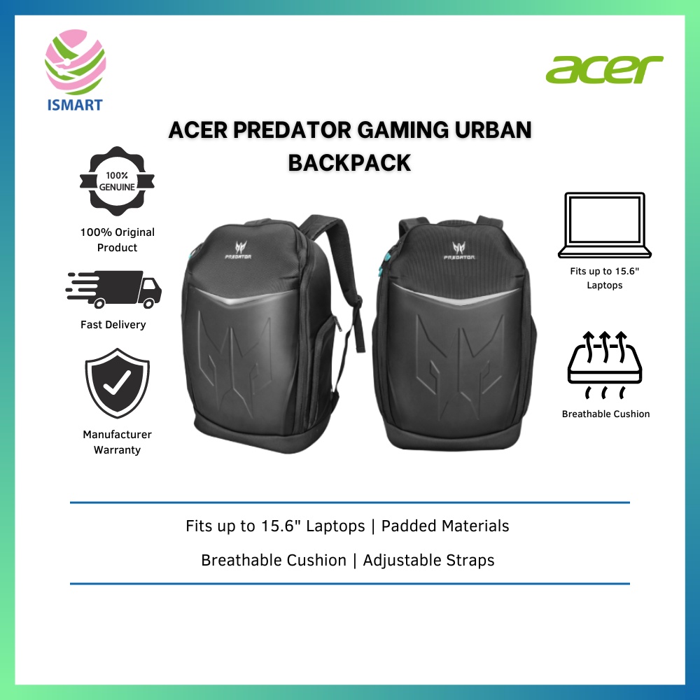 Acer Laptop Backpack 15.6" LZ.BAGCL.B04 Predator Gaming Urban | Shopee ...