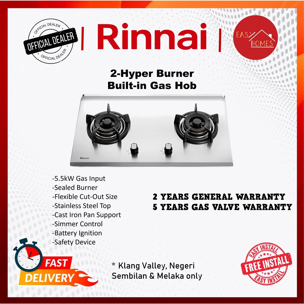 Rinnai Gas Stove RB72S Hyper Burner 5.5kw Stainless Steel Gas Stove RB-72S , Gas Hob / Kitchen ...