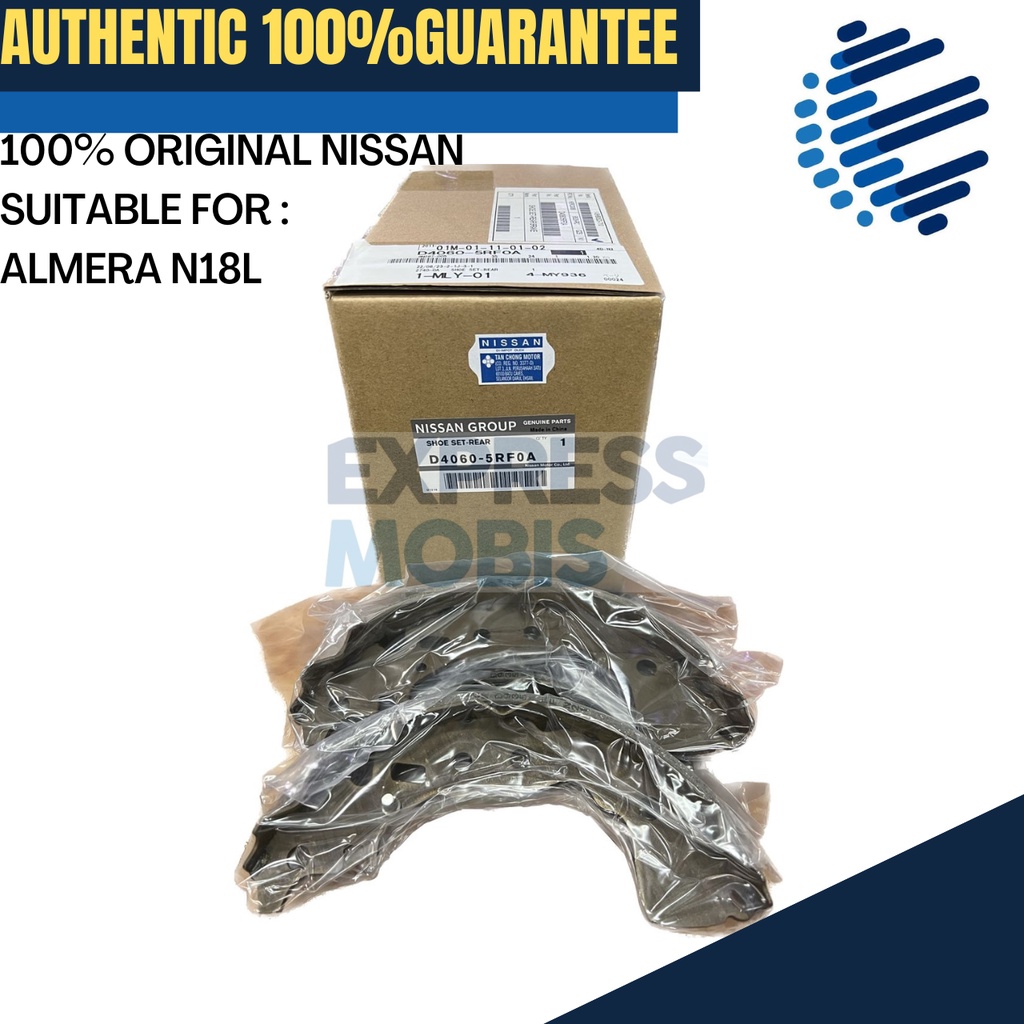 100% ORIGINAL NISSAN REAR BRAKE SHOE D4060-5RF0A ALMERA N18L | Shopee ...
