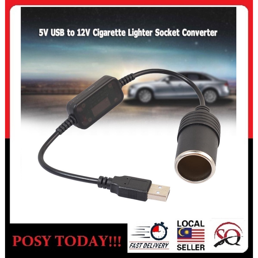 ♕LOCAL STOCK♕ 5V 2A usb port to 12v 8w car cigarette lighter socket adapter converter for car ...