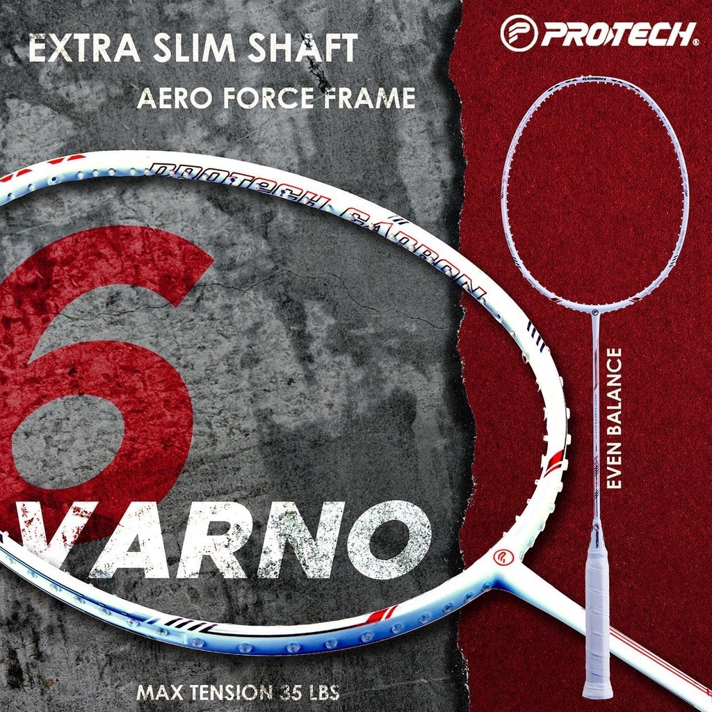 PROTECH VARNO 6 WHITE | 4UG2 | MAX 35 LBS BADMINTON RACKET | Shopee ...