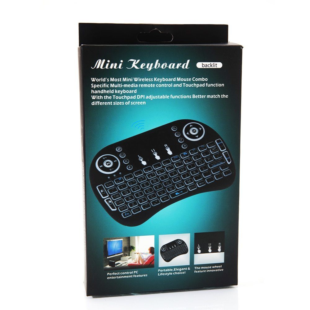 I8 QWERTY mini keyboard Air mouse Wireless backlit touchpad For PC,PS3 ...