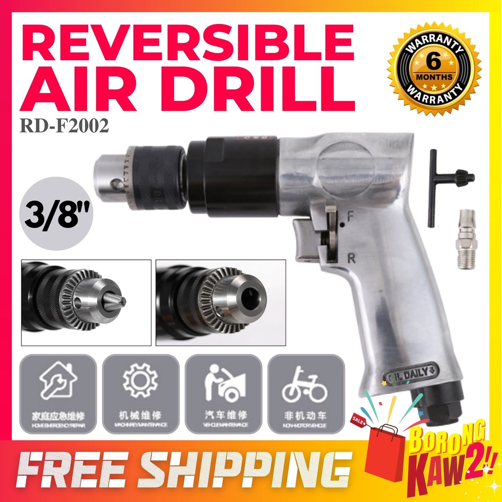 3/8" Reversible Drill Air Drill Drilling Machine Penebuk Lubang Penebuk ...