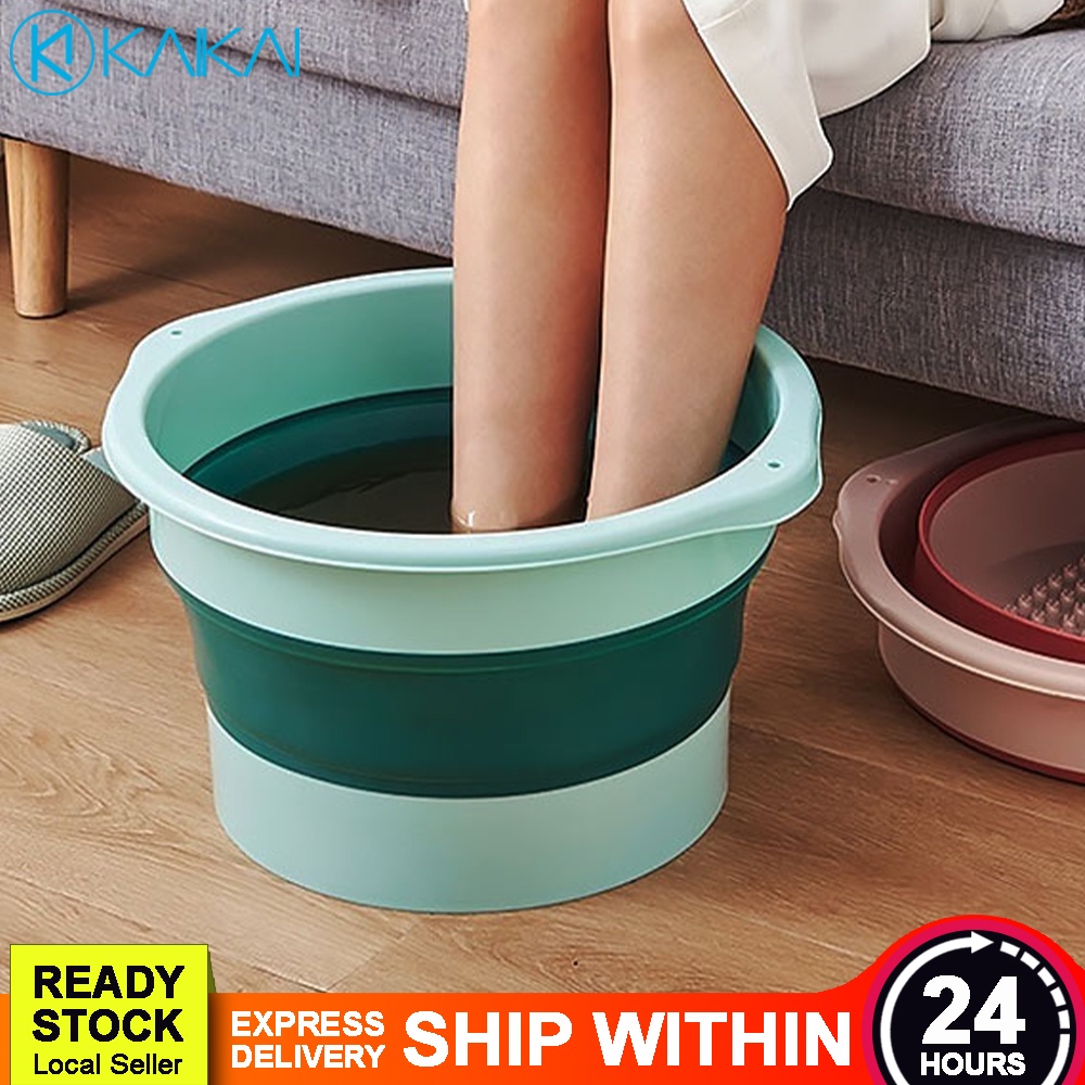 🔥 LIGHTWEIGHT🔥 Round Foot Barrel Massage Thermal Foldable Basin Healthy ...