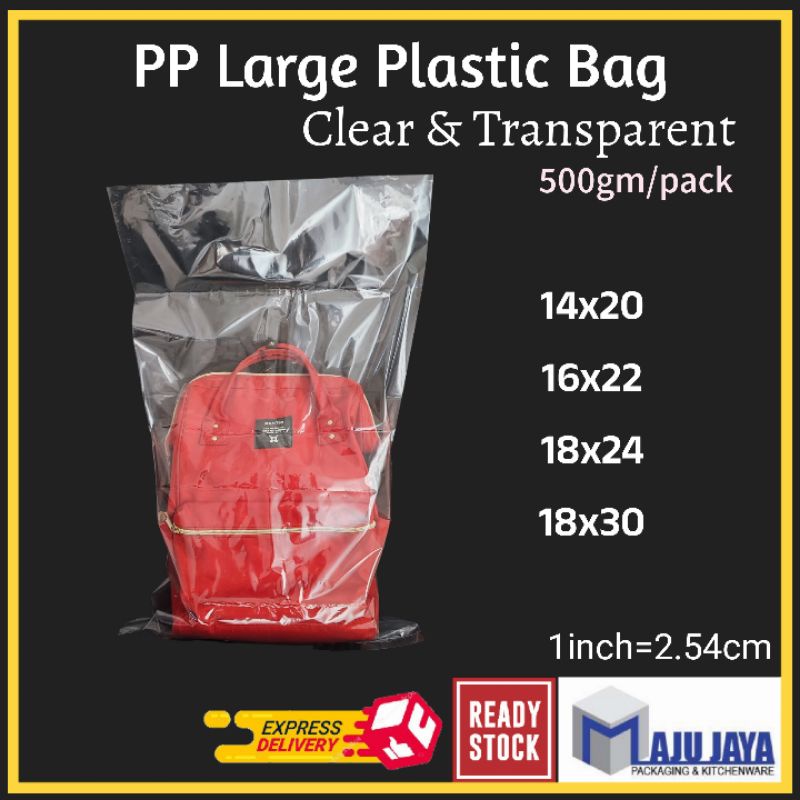 Large PP Transparent Plastic Bag Plastik Besar Berkilat Beg Jernih ...