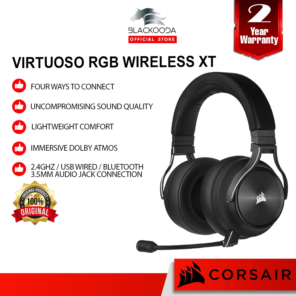 Corsair VIRTUOSO RGB WIRELESS XT High-Fidelity Gaming Headset - Slate ...